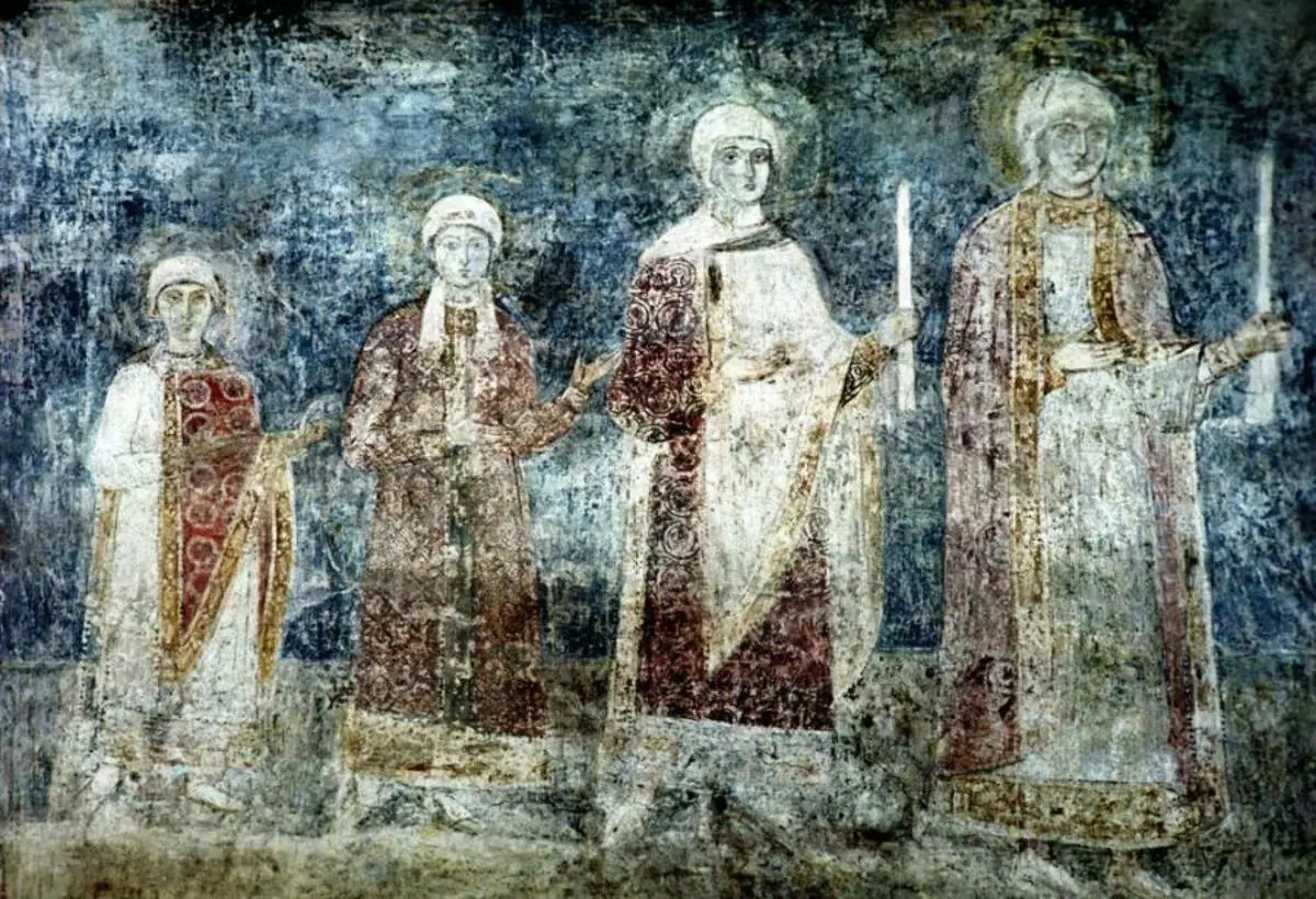 Fresco muSofia Cathedral muKiev, inomiririra vanasikana veYaroslav vakachenjera. Anna, anofungidzira kuti mudiki