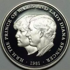 Pyès monnen komemoratif nan onè nan maryaj la nan Prince Wales ak Lady Diana Spencer