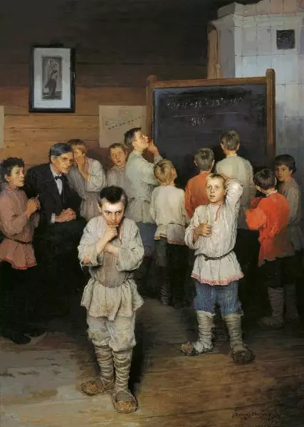 N. P. Bogdanov-Belsky, žodžiu sąskaita. Liaudies mokykloje S. A. Rachinsky, 1895 m