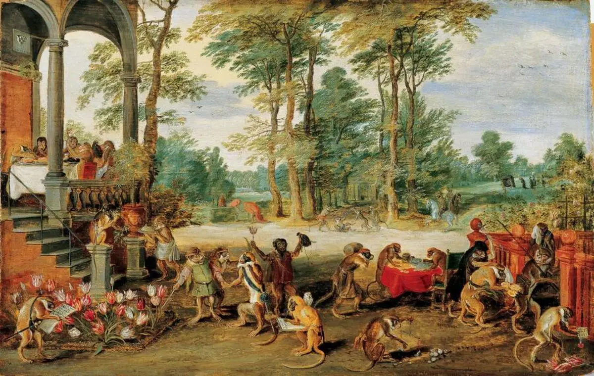 Jan Bruegel Jr.“郁金香寓言”，好的。 1640.