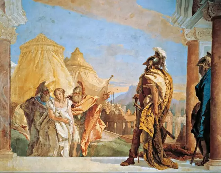 בתמונה של האמן האיטלקי ג'ובאני, הקברים שלג'ולו שליחים של אגממנון טלפריביוס ויוריבט יורדים על ידי בריסדיות מאוהלים של אחילה. חזרה לצופה היא אכילס. עוד רגע - והוא יחזור עם האסיר האהוב שלו
