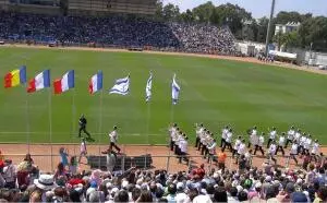 Britų orkestras stadione. Autoriaus nuotrauka