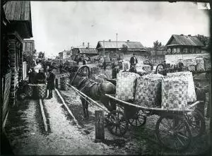 Loaf bazar nan vil la nan Semenov, 1897 foto M.Dmitriev