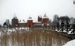 The island castle and winter attracts tourists. January 2010