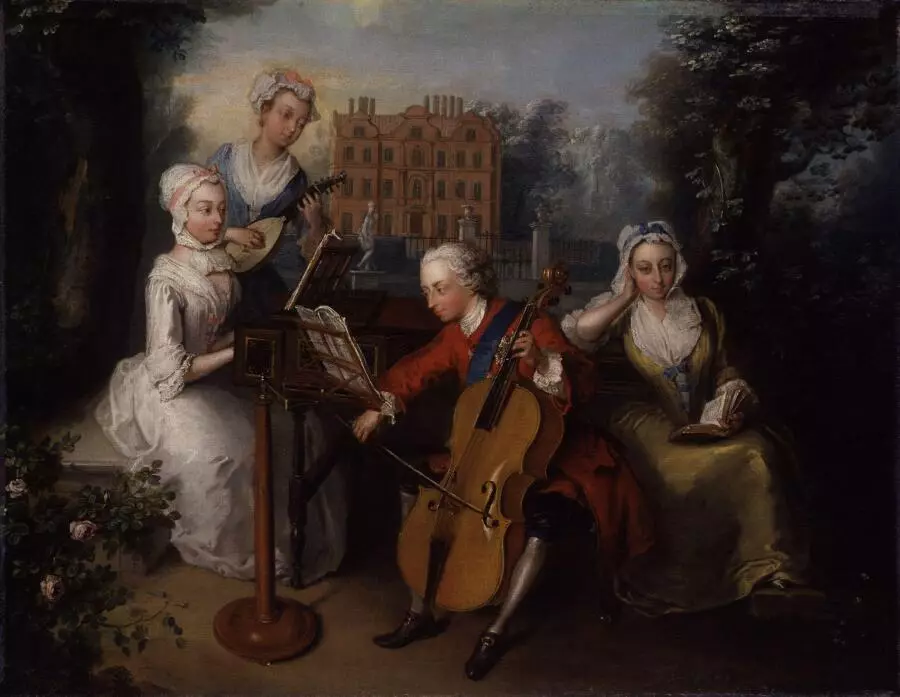 Принц Уелс със сестрите Ана Каролина и Амелия, OK. 1733.