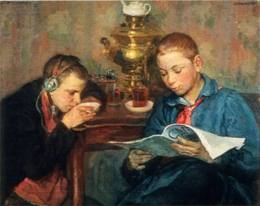 B. E. Vladimirsky, »Pionirji poslušajo radio«, 1924