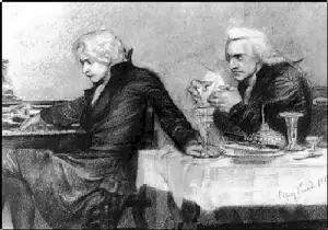 Salieri Spits Gift i et glass Mozart (Vrubel, Illustrasjon, 1884)