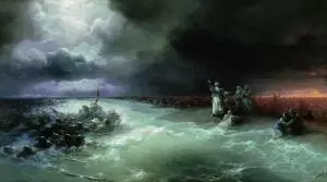 I. Aivazovsky. Itsaso Gorriaren bidez trantsizioa.