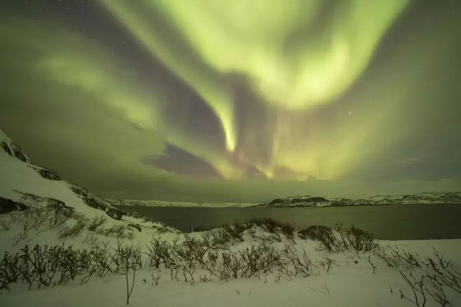 Northern Lights á Kola Peninsula, Village Teriberka, Murmansk Region