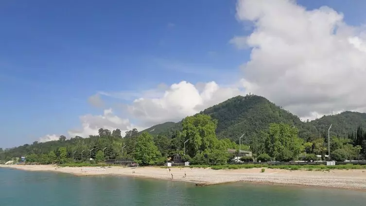 Beach and Iverskaya Mountain. New Athos, Gudautsky District, Abkhazia