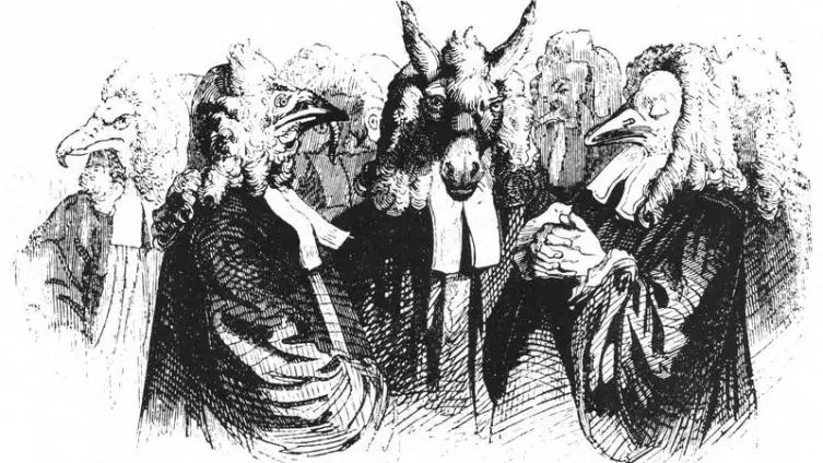 Odvjetnici i suci. Slika Jean Granville (1838)
