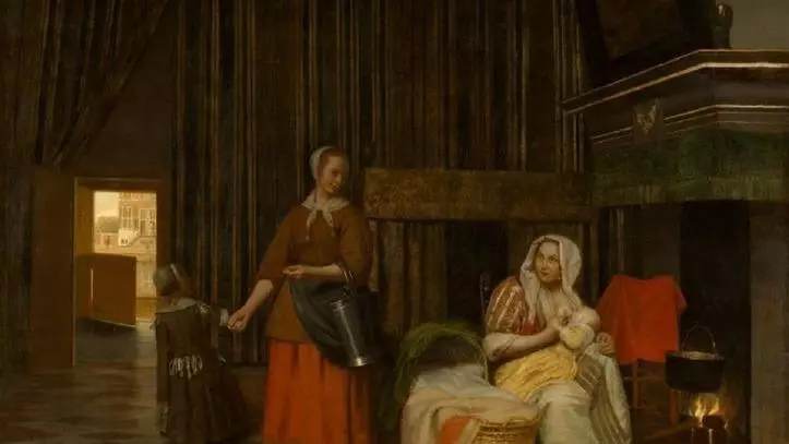 Peter de Heh, Mujer, Niño y Maid, 76x64 cm, 1663, Museo de Historia del Arte, Viena, Austria